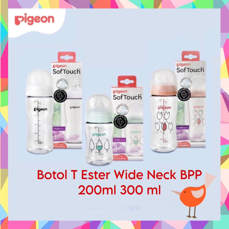 Jual PIGEON New Botol T-Ester Wide Neck BPP 200ml 300ml - Botol Susu Bayi (NEW VERSION) | Shopee ...