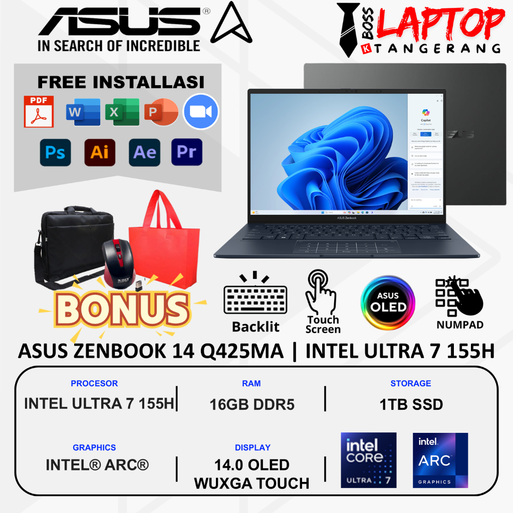 Jual ASUS ZENBOOK 14 14 Q425MA INTEL ULTRA 7 155H 16GB DDR5 1TB SSD 14. ...