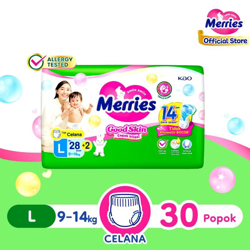 Jual Merries good skin pants L30 popok bayi (9-14kg) | Shopee Indonesia