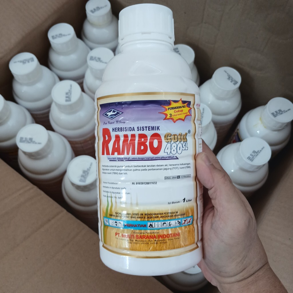 Jual Rambo Gold 480SL 1 Liter Herbisida Obat Pembasmi Rumput Sampai ke ...