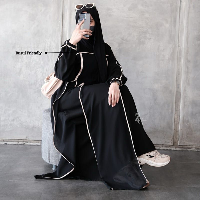 Jual FATIMAH Abaya Turkey Muslimah/Gamis Umroh Hitam Jetblack Mix ...