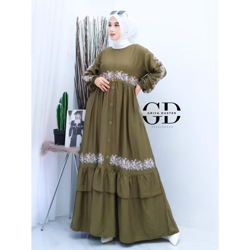 Jual gamis kondangan simple elegan gamis bordir bunga timbul gamis ...