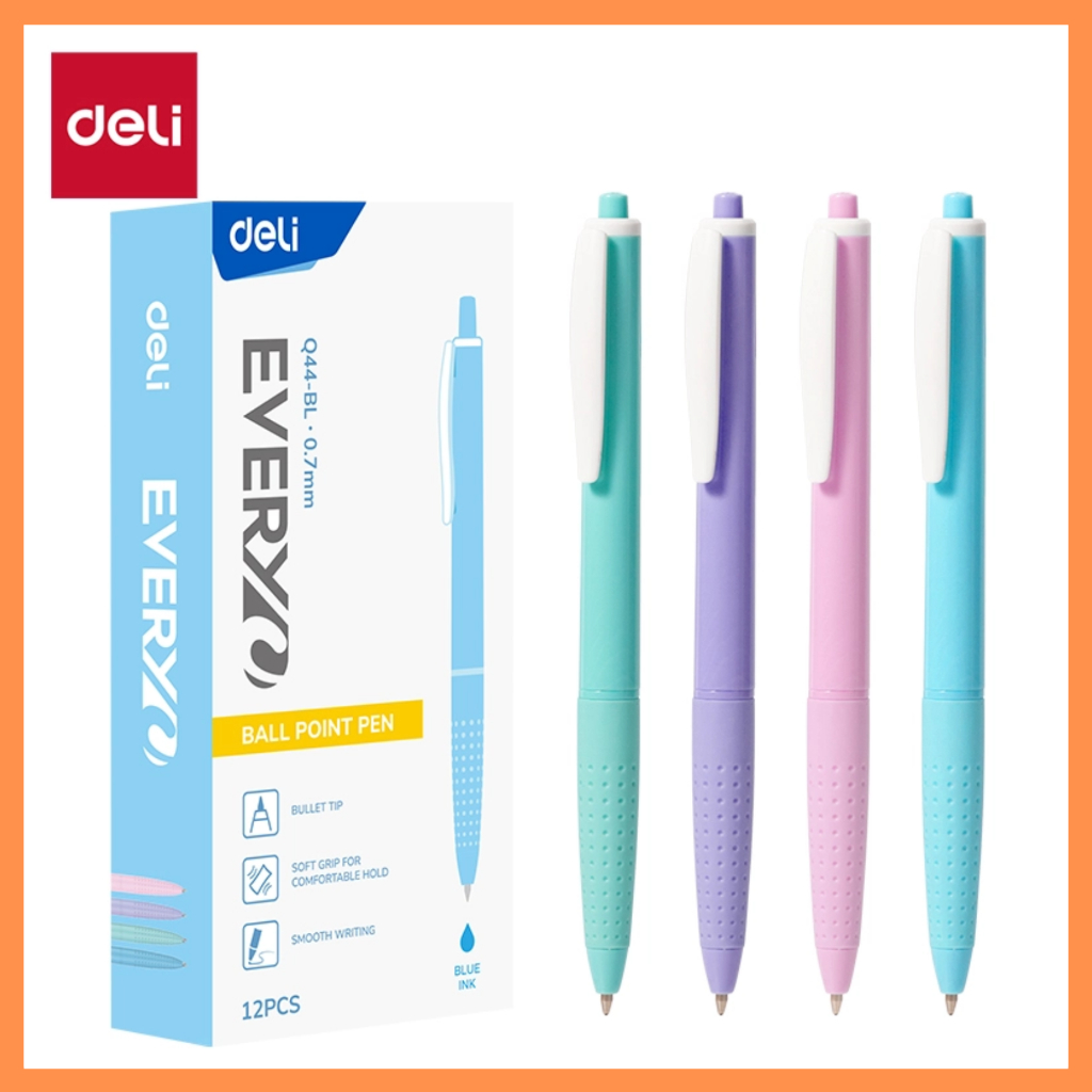 Jual DELI Pena bolpoint 0.7 biru Q44-BL ( Pcs ) | Shopee Indonesia
