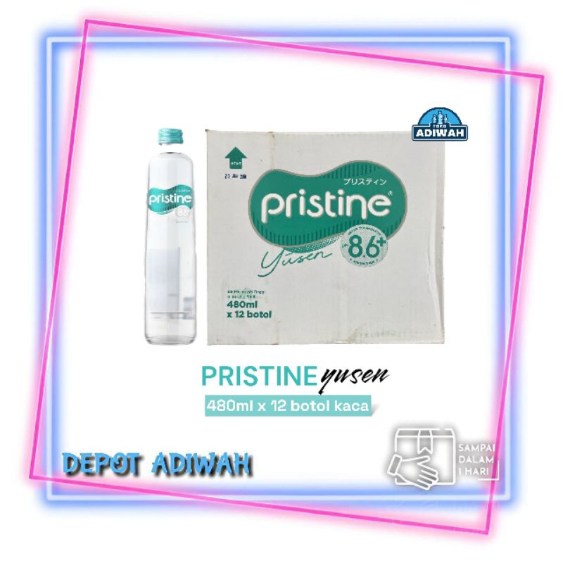 Jual Pristine Yusen pH8.6+ glass bottle 480ml per karton (isi 12 botol kaca) | Shopee Indonesia