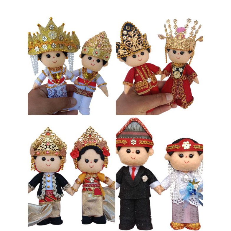 Jual KODE V87V Boneka Flanel Pakaian Adat Tradisional Nusantara Minang Bugis Padang Aceh Batak ...