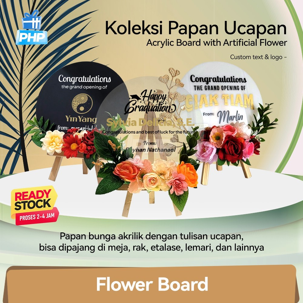 Jual [READY] #PHP Papan Bunga Ucapan Akrilik / Acrylic Flower Greeting ...