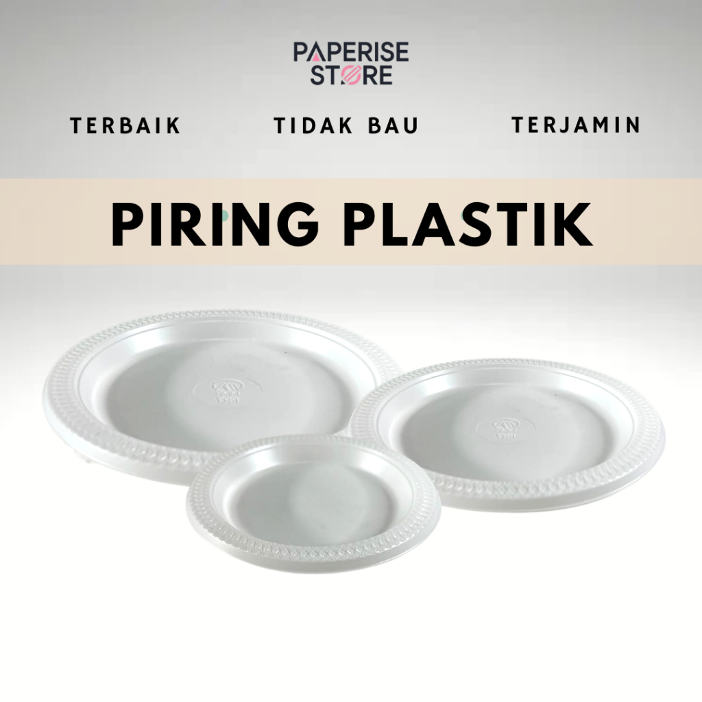 Jual Piring Makan Datar Plastik Tebal Sekali Pakai Merk MMP Warna Putih ...