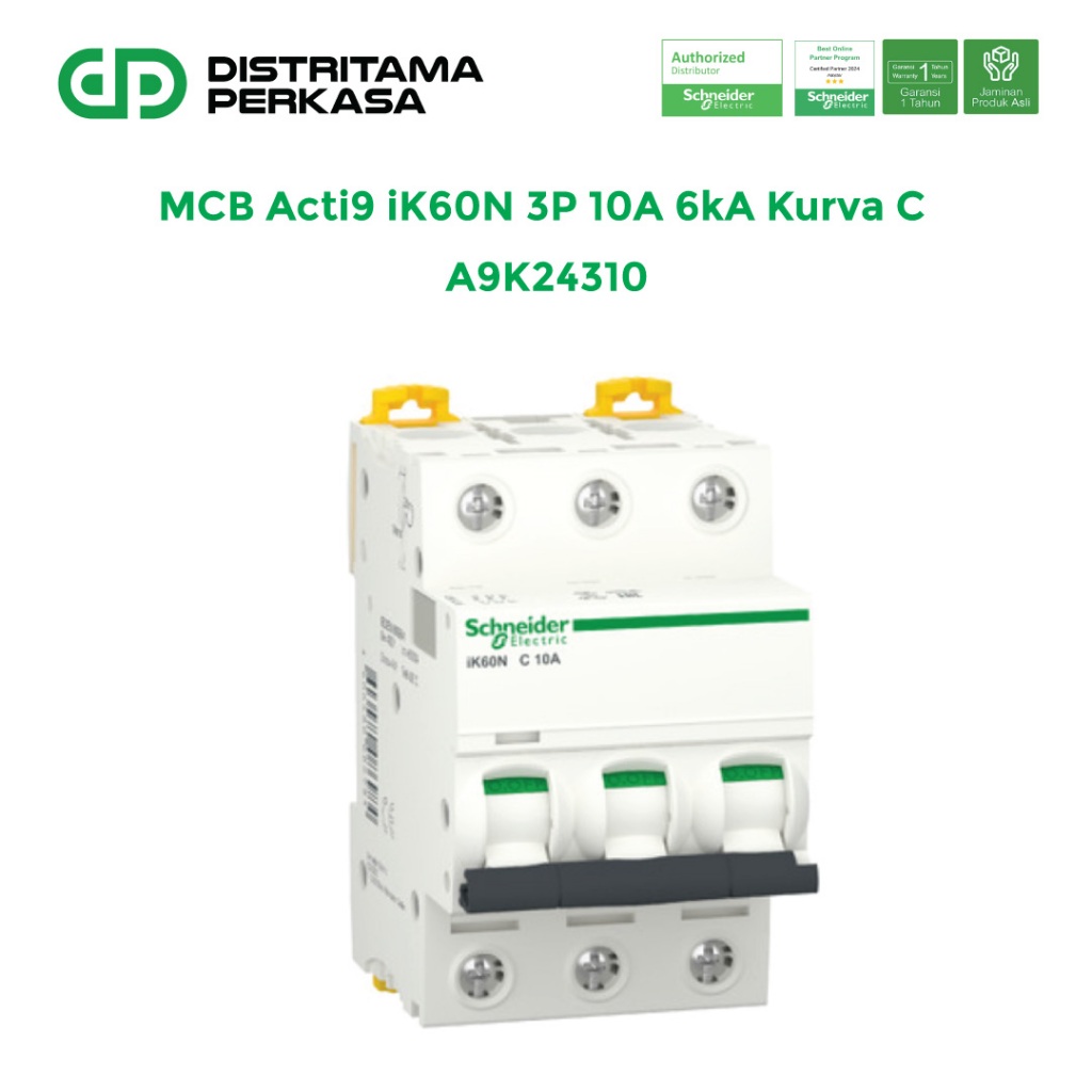 Jual Schneider MCB Acti9 iK60N 3P 10A 6kA Kurva C - A9K24310 | Shopee Indonesia