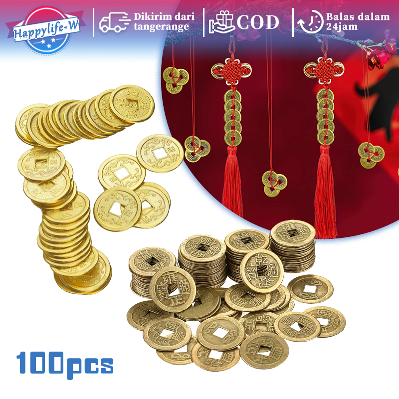 Jual Koin Cina 100pcs Uang Logam Kuno 2 Sisi Koin Feng Shui 1cm Uang ...