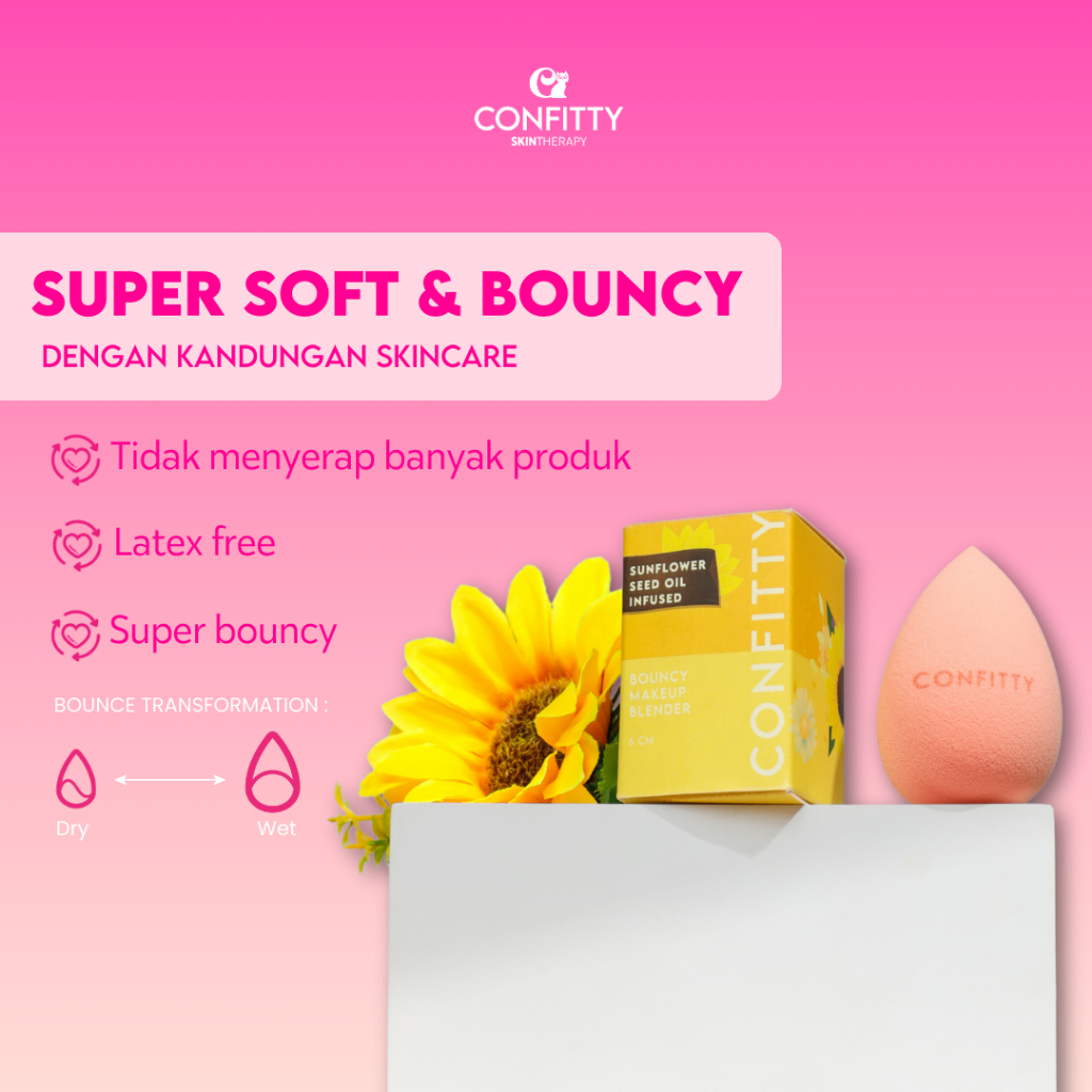 Jual CONFITTY Charcoal Infused Bouncy Make Up Blender | Spons Sponge ...