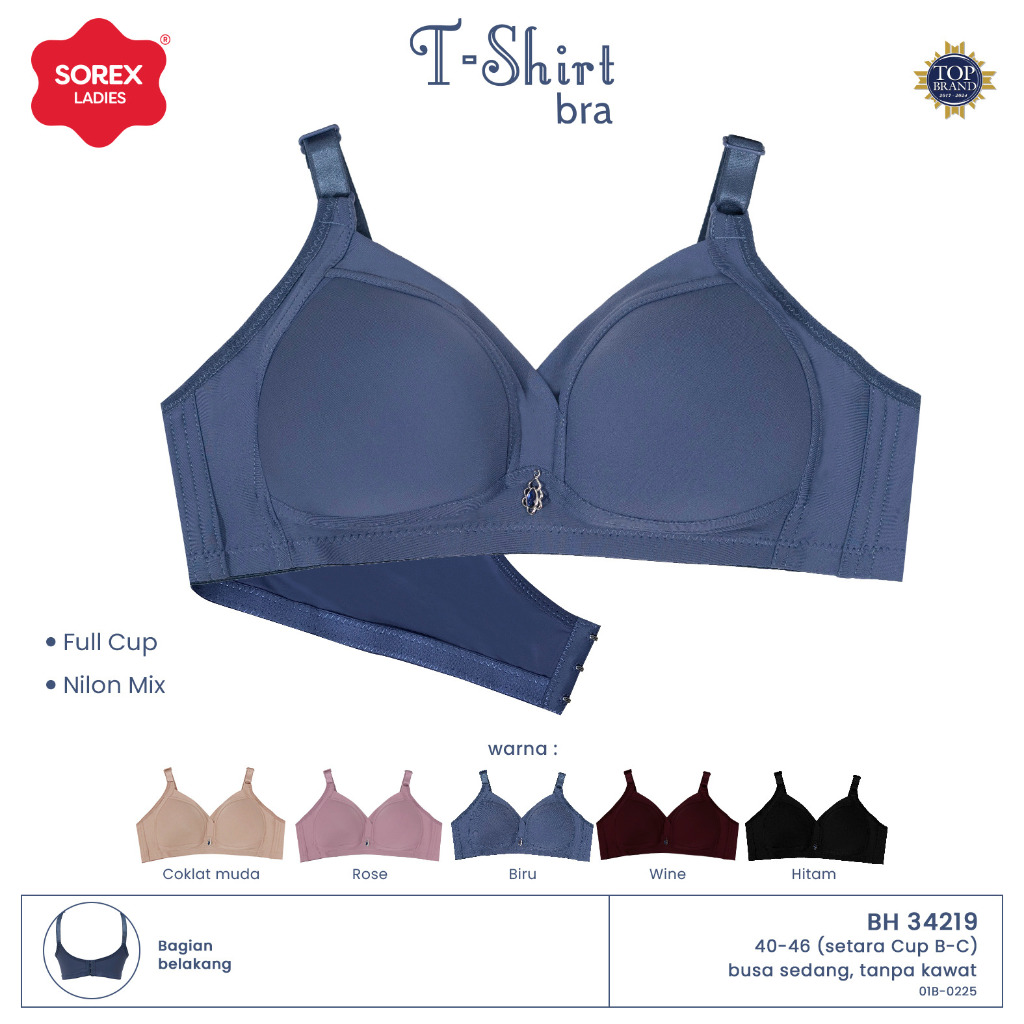 Jual Sorex T-shirt Bra Busa Sedang Tanpa Kawat Kait 3 Setara Cup B-C Full Cup BH Harian 34219 ...