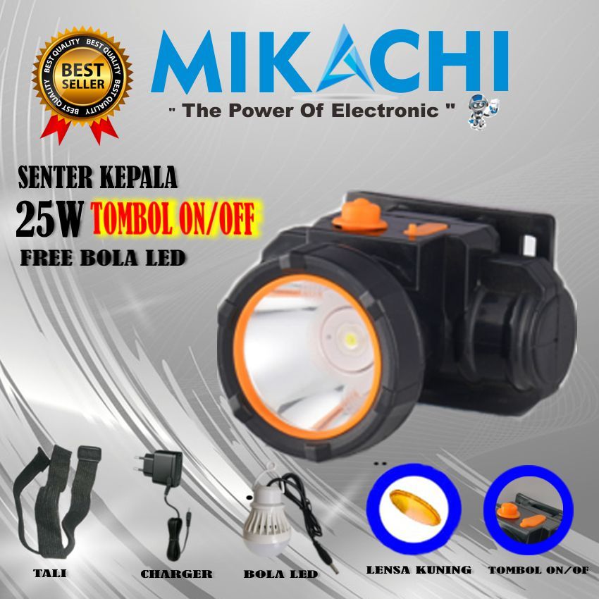 Jual Senter Kepala LED Mikachi 25 Watt Super Terang Hemat Energi MC ...