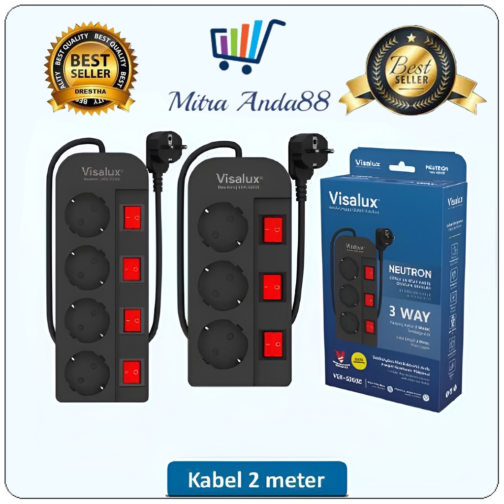 Jual Mitraanda88 Stop kontak switch + kabel 2 meter 3 4 Lubang Switch ...