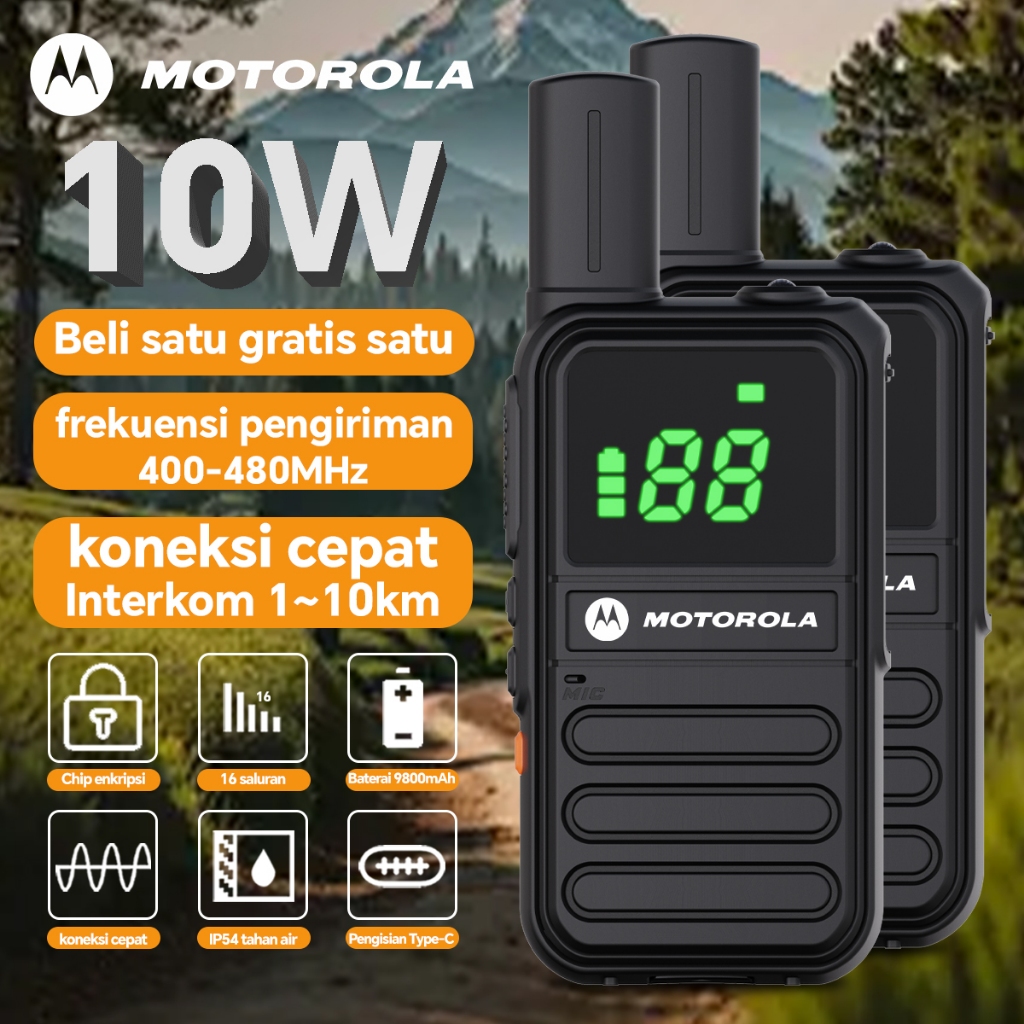 Jual 【2Unit】HT Motorola T82 Walkie Talkie jarak jauh 10KM 16 Channels K Headset Transceiver ...