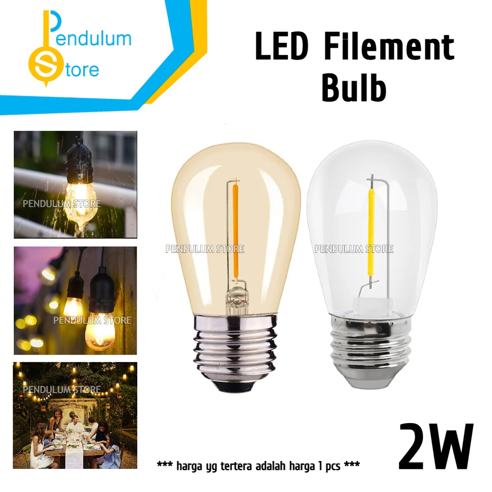 Jual LED Filament Bulb 2W E27 Amber Clear Bossecom SNI Lampu Filamen 2 Watt Lamp 3000K Warm ...