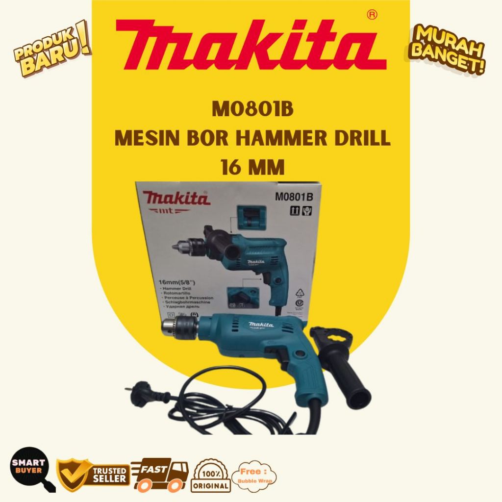 Jual Makita M 0801B M0801B Bor Tangan Listrik 16mm Tembok Besi Kayu Original Impact Drill ...
