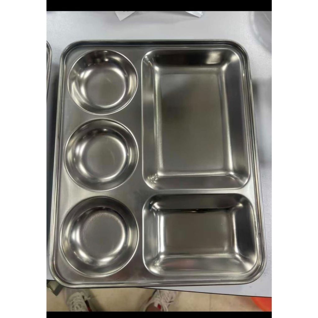 Jual Piring Makan Stainless Steel 5 Sekat + Tutup Tebal Food Tray ...