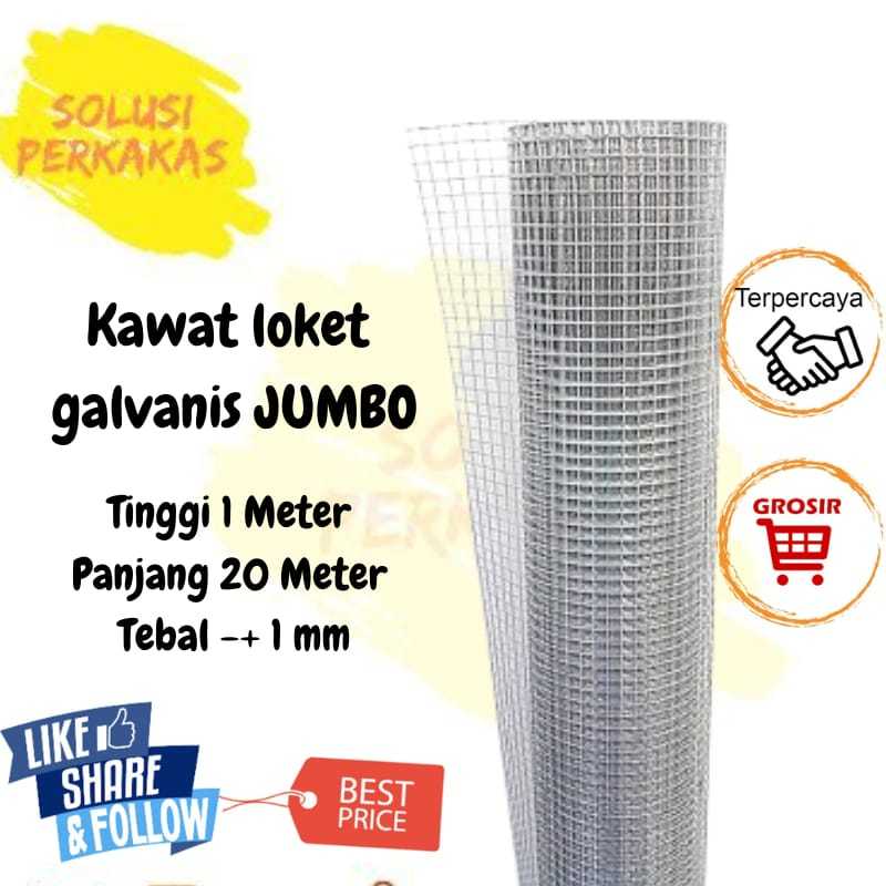 Jual Kawat Loket Galvanis 1/2" dan 1" 1M x 20M JUMBO Putih / Kawat ...