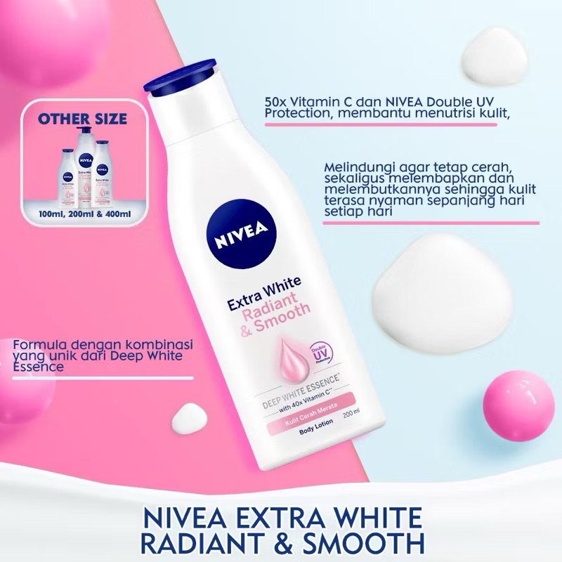 Jual Nivea Body Lotion Extra Bright Radiant & Smooth UV Filter 200ml ...