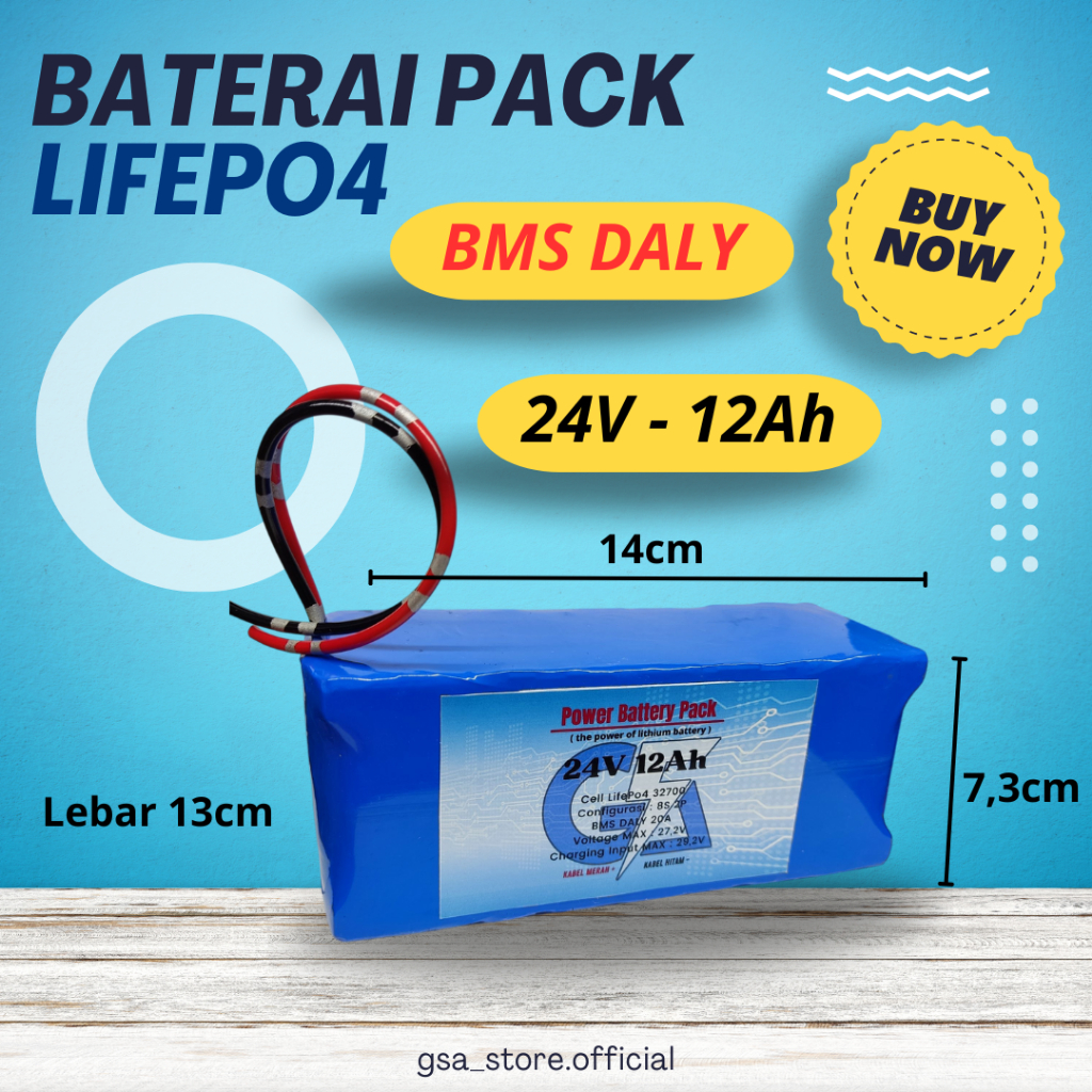 Jual BATERAI PACK DC 24V 12Ah BMS DALY (bergaransi) Baterai E-bike ...