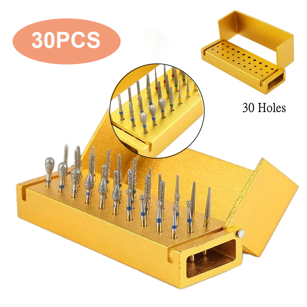 Jual 30PCS Gigi Dental Bur Diamond High Speed Isi 30 Burs Tempat Kotak Logam Bur Holder ...