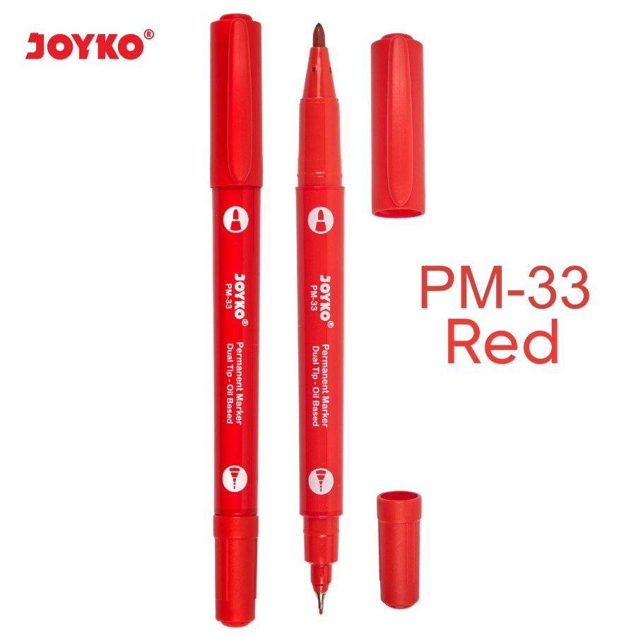 Jual Joyko Spidol Marker Permanent Dual Tip MERAH PM-33 Original (1 PCS ...