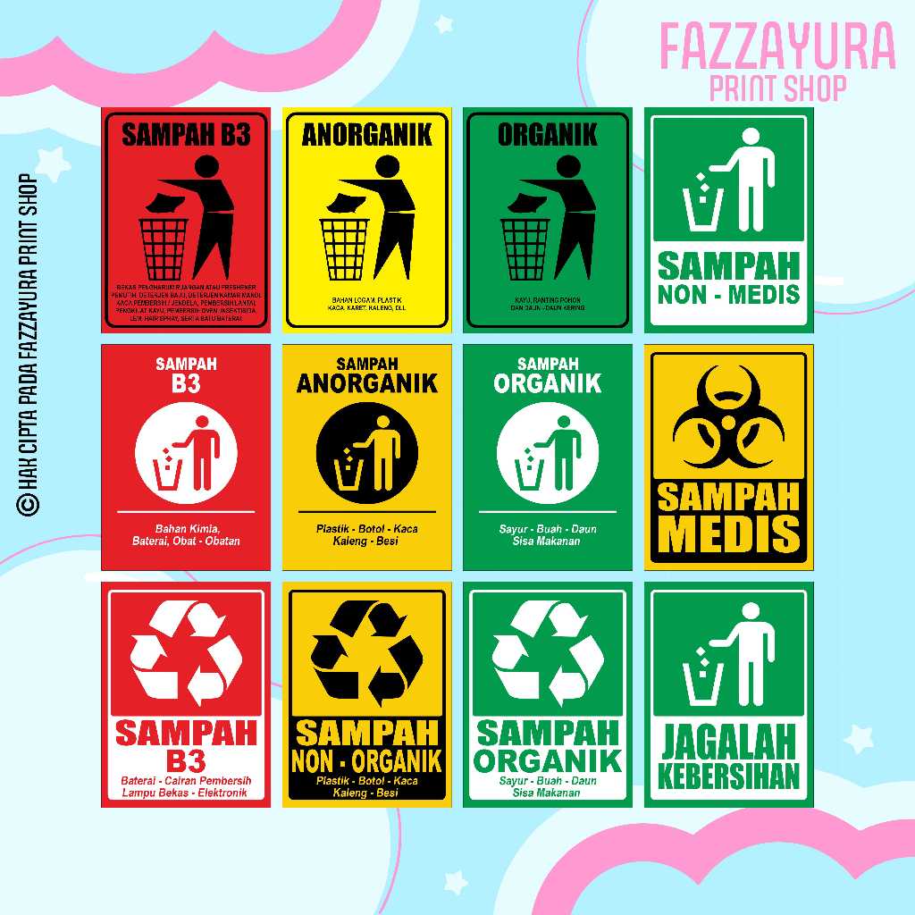 Jual STICKER TEMPAT SAMPAH, B3, ANORGANIK, ORGANIK, MEDIS & NON MEDIS ...