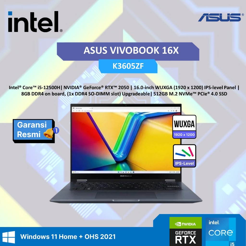 Jual ASUS VIVOBOOK 16X K3605ZF I5 12500H RTX2050 4GB/ 8GB 512GB 16.0FHD | Shopee Indonesia