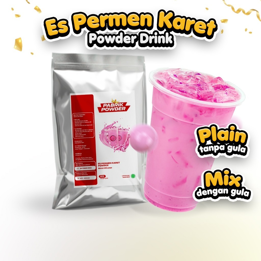 Jual Powder Es Permen Karet Pink, Merah Muda, Bubuk Minuman | Shopee ...
