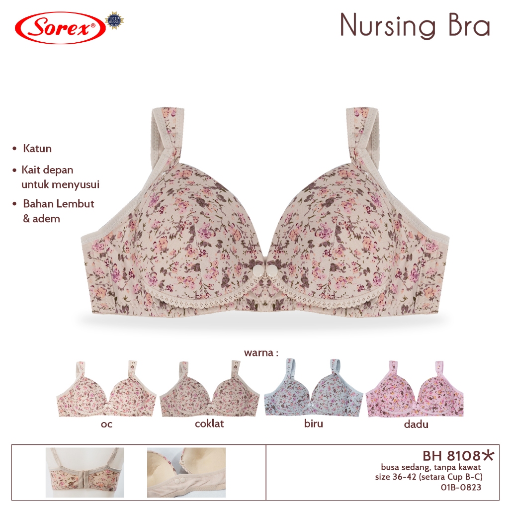 Jual Sorex Bra Menyusui Motif Bunga Tanpa kawat 8108 | Shopee Indonesia