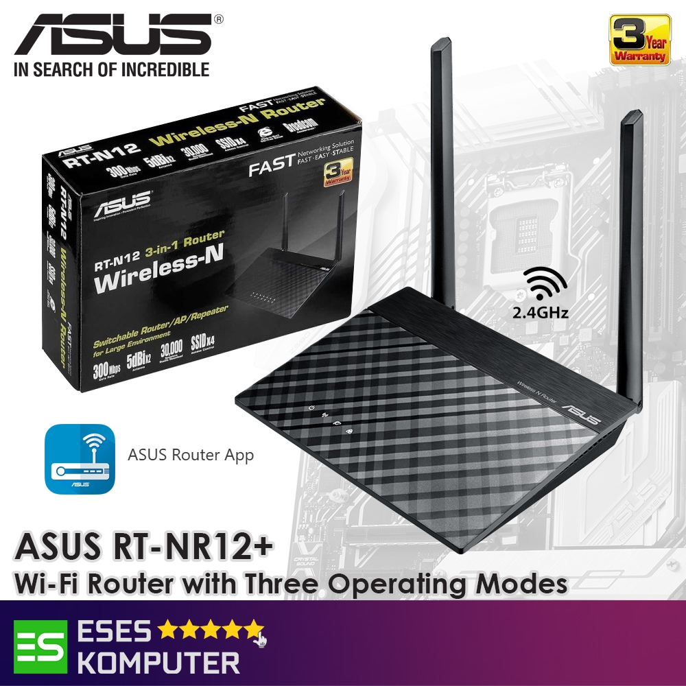 Jual Router ASUS RT-N12+ N300 300 Mbps Wireless 3 in 1 WiFi Router ...