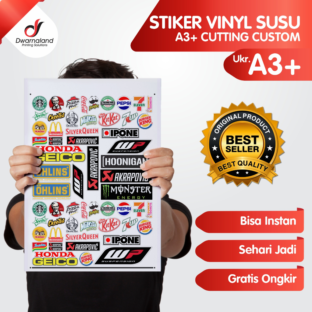 Jual Cetak Stiker Vinyl Susu A3+ Custom /Label Kemasan / Logo / Makanan ...