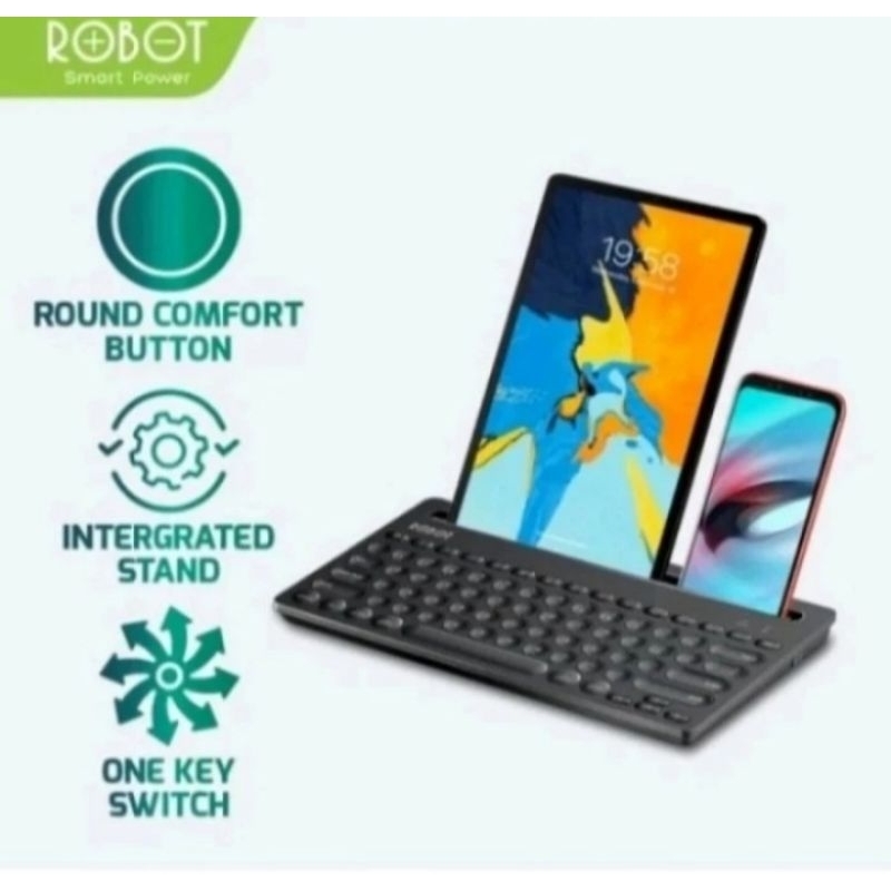 Jual ROBOT KB10 UNIVERSAL KEYBOARD BLUETOOTH WIRELESS - BLACK | Shopee ...