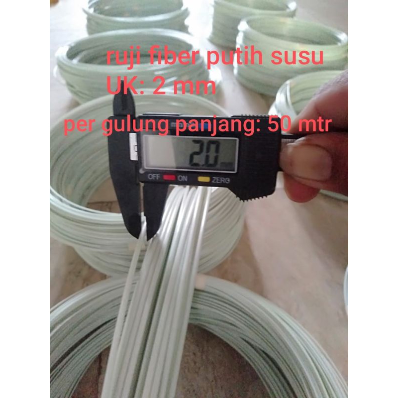 Jual ruji fiber putih susu. UK: 2 mm. panjang: 50 mtr. | Shopee Indonesia