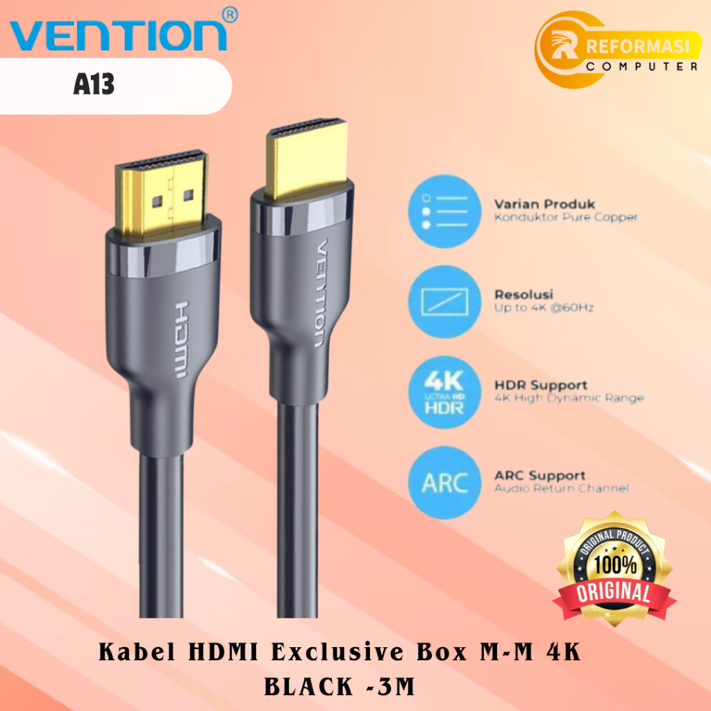 Jual VENTION Kabel HDMI Exclusive Box M-M 4K BLACK - A13 3 METER | Shopee Indonesia
