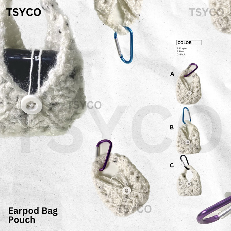 Jual TSYCO - EARPOD BAG POUCH WHITE WITH CARABINER, pouch earpod ...