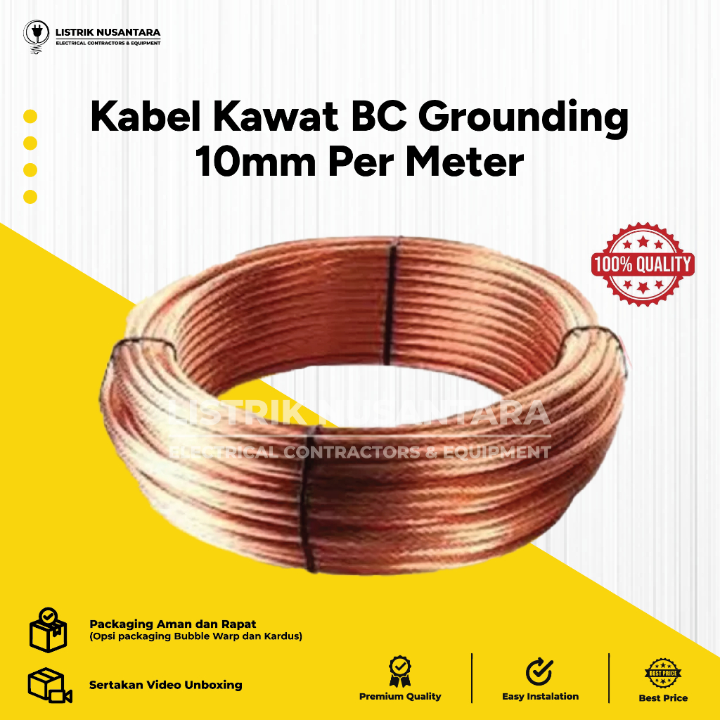 Jual Kabel Kawat BC 1x10 10mm Grounding Bare Copper Conductor Tembaga ...
