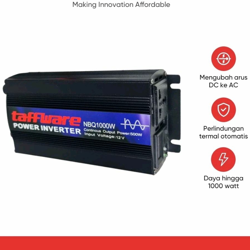 Jual Taffware Car Power Inverter Pure Sine Wave DC 12V to AC220V 1000W Original Alnajah | Shopee ...