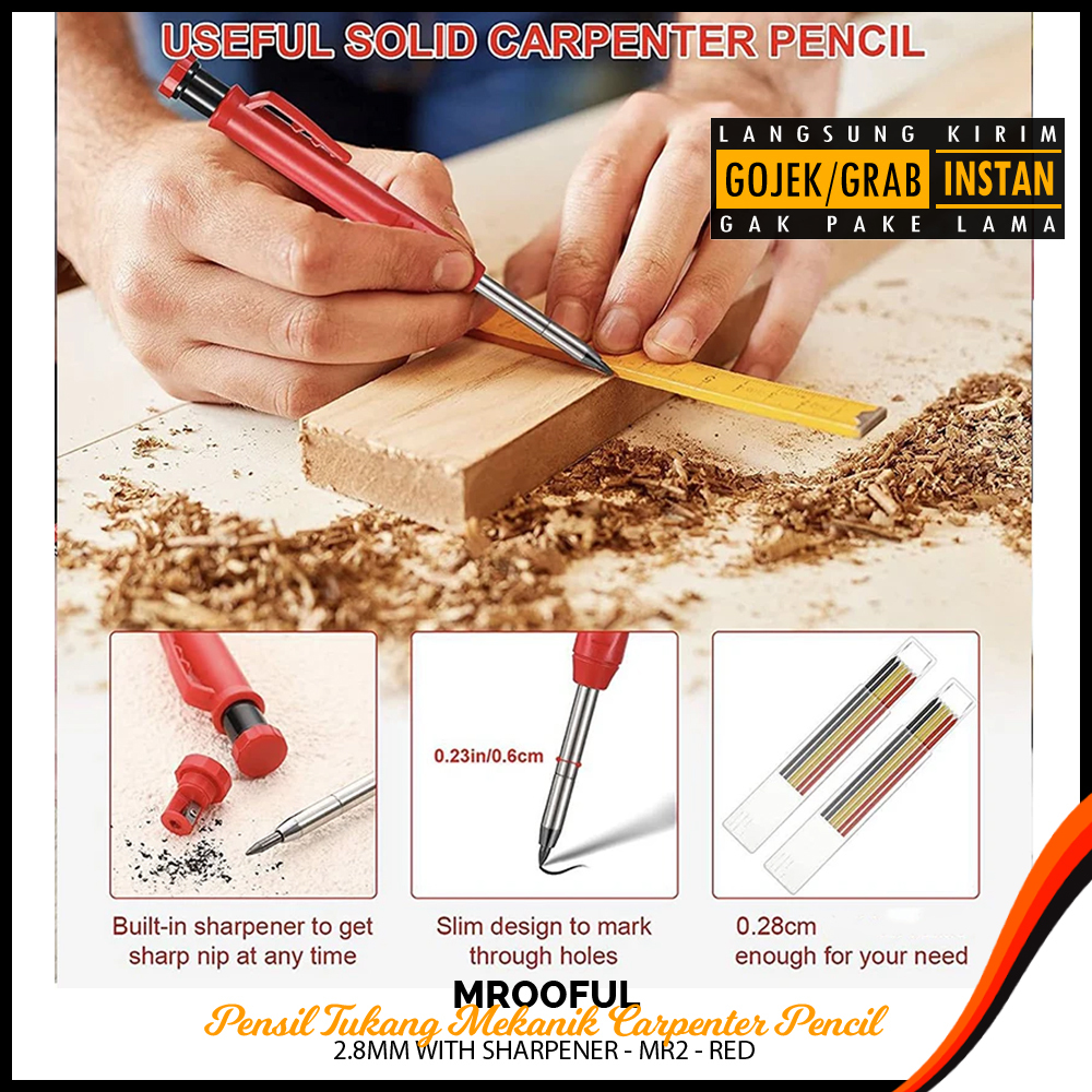 Jual MROOFUL Pensil Tukang Mekanik Carpenter Pencil 2.8mm with ...