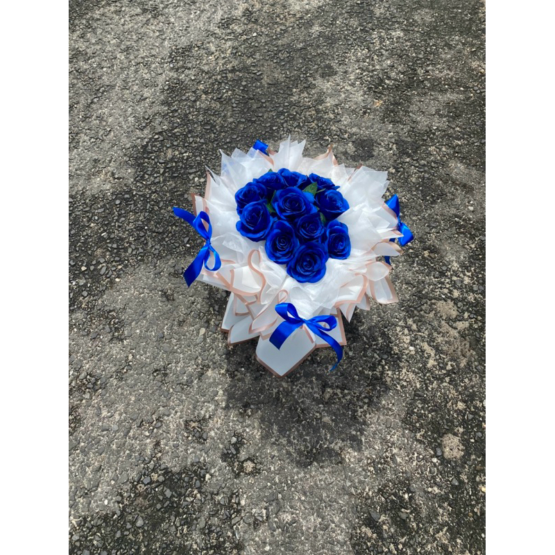 Jual Round buket Korea blue bunga artifisial 10 tangkai cantik (bebas ...