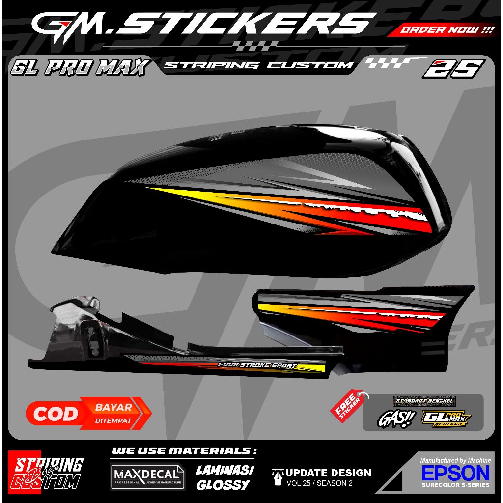 Jual STRIPING VARIASI HONDA GL PRO MAX MOTIF SIMPEL BINTANG K37 ...