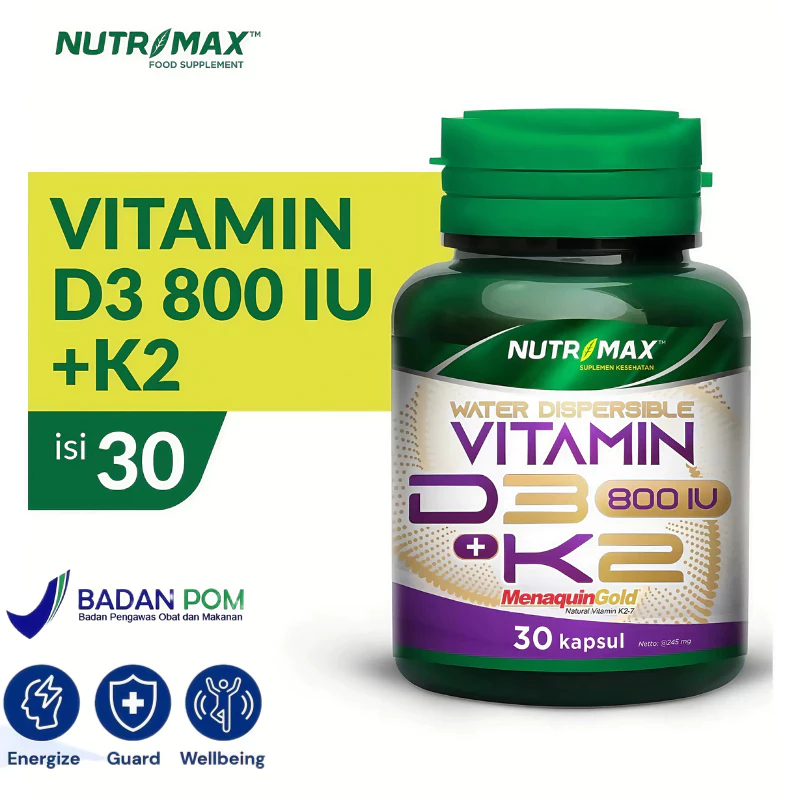 Jual Nutrimax Vitamin D3+K2 / Vit D3 Water Dispersible K2 / Vit D 800 IU K 40 mcg | Shopee Indonesia