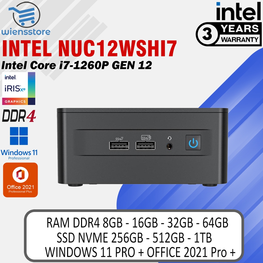 Jual MINI PC INTEL NUC Intel Core i7-1260P GEN 12 FULLSET+RAM+SSD+Windows 11 Pro + Office 2021 ...