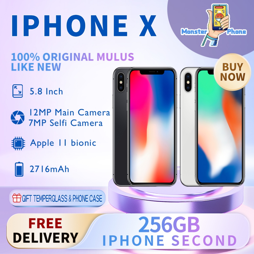 Jual iPhone X 256GB Second Original100% All Operator Silent-Camera ...