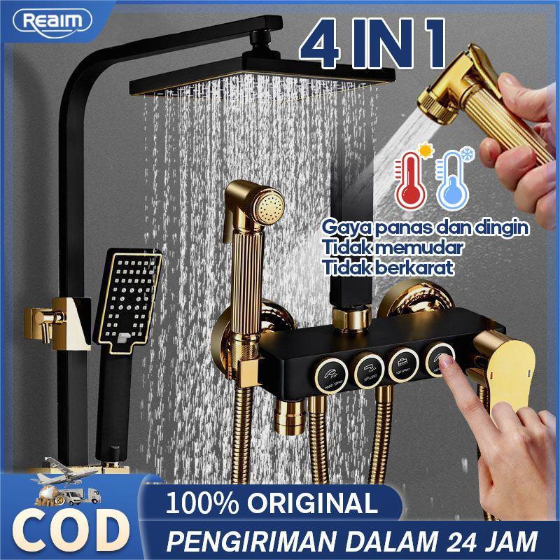 Jual REAIM - Kepala Shower set Mandi Emas hitam Premium 4 in 1 4 Fungsi ...