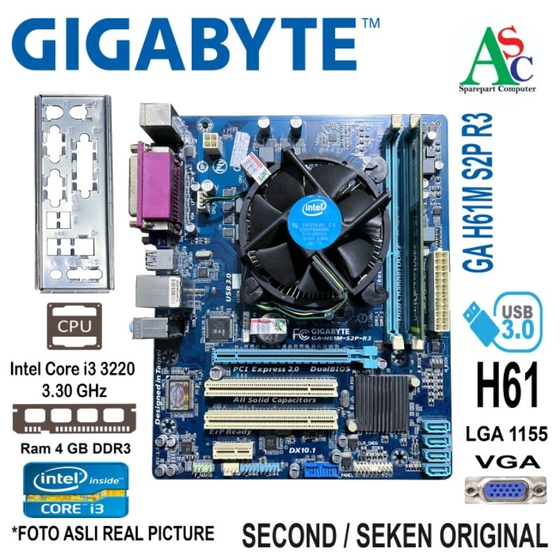 Jual Paket Motherboard GIGABYTE Core i3 Gen 3 Ram 4GB Fan Intel ...