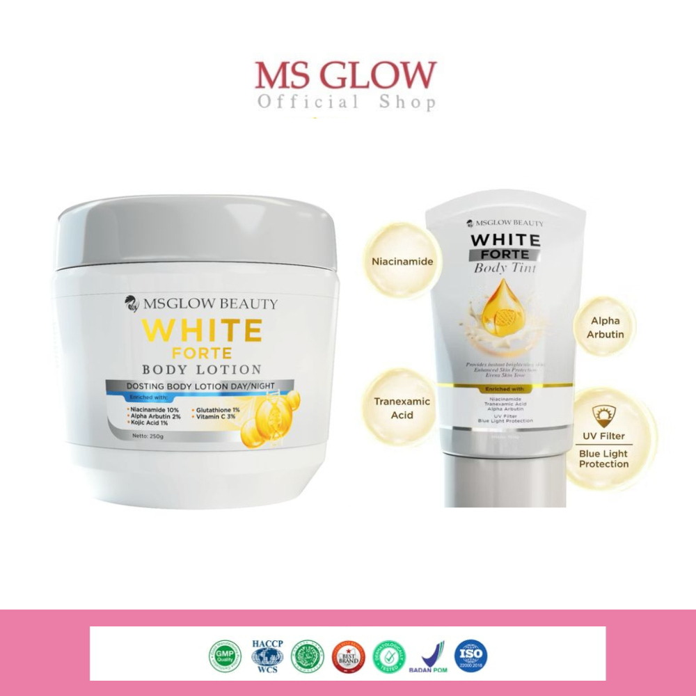 Jual Ms Glow WHITE FORTE BODY LOTION / PAKET BODY DOSTING MS GLOW ...
