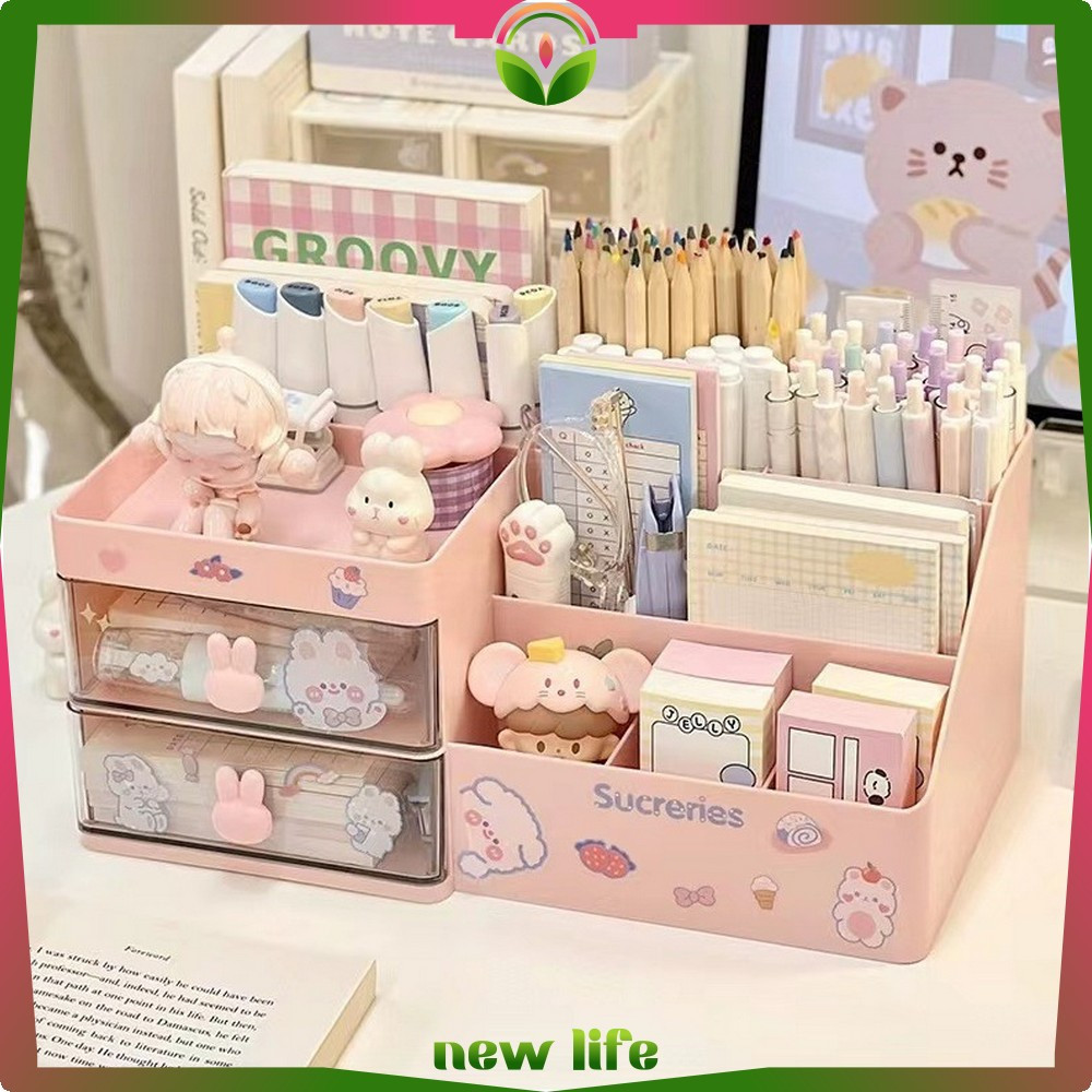 Jual Rak Laci Mini 2 Tingkat Penyimpanan Alat Tulis Motif Bunny / Rak ...