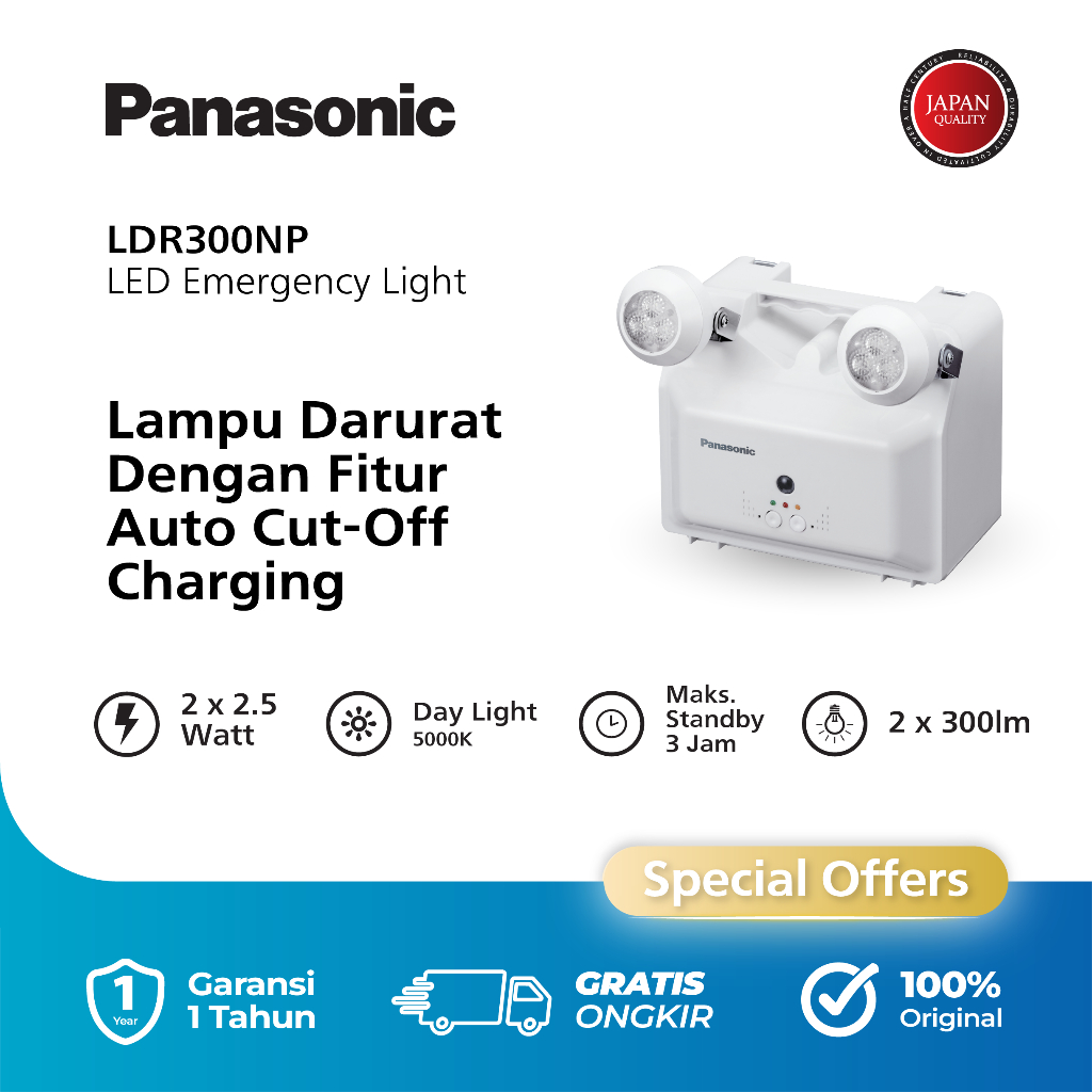Jual Panasonic Lampu Emergency LED Emergency LDR 2 x 300lm | Shopee ...
