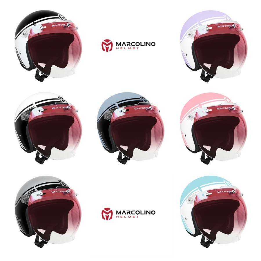 Jual Helm Bogo Retro Marcolino Sereno Edition SNI Bubble Gradient Visor ...